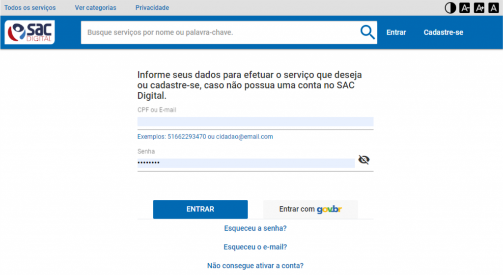 Agendamento Carteira de Identidade [RG] 1 VIA - SAC DIGITAL